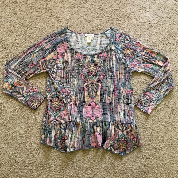 Sundance | Tops | Sundance Painted Faded Filigree Long Sleeve Scoop ...